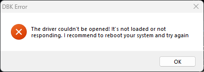 DBVM could not load driver error · Issue #2184 · cheat-engine/cheat-engine · GitHub