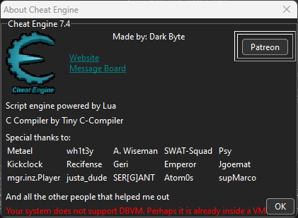 DBVM could not load driver error · Issue #2184 · cheat-engine/cheat-engine · GitHub