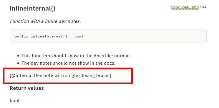 3.0.0: inline @internal tag with single closing brace is shown in docs · Issue #2440 ...