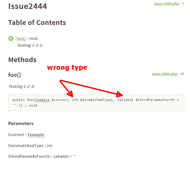 3.0.0: @param tag overrules declared type + no errors reported/shown on problems · Issue #2444 ...