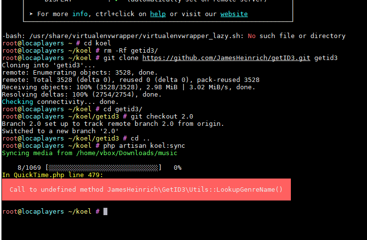Sync fails on 4.0.0 due to undefined getID3 method · Issue #1078 · koel ...