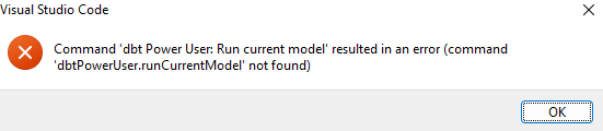 Run current model command broken; "Command dbtPowerUser.runCurrentModel not found" · Issue #123 ...