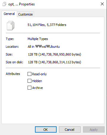 Ubuntu folder on file explorer shows ridiculous file size · Issue #6054 ...