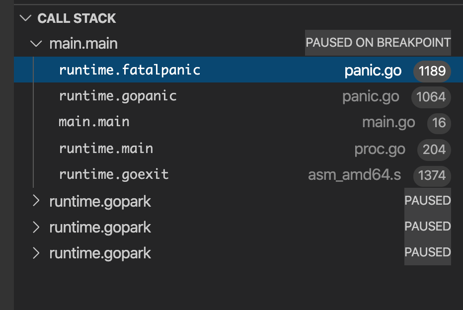 debug: "Paused on breakpoint" is shown when program stops on panic · Issue #648 · golang/vscode ...