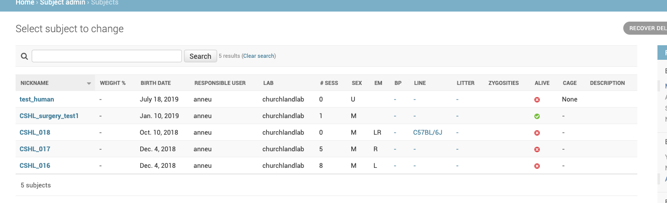 indicate alive with green checkmark, dead with red cross · Issue #569 · cortex-lab/alyx · GitHub