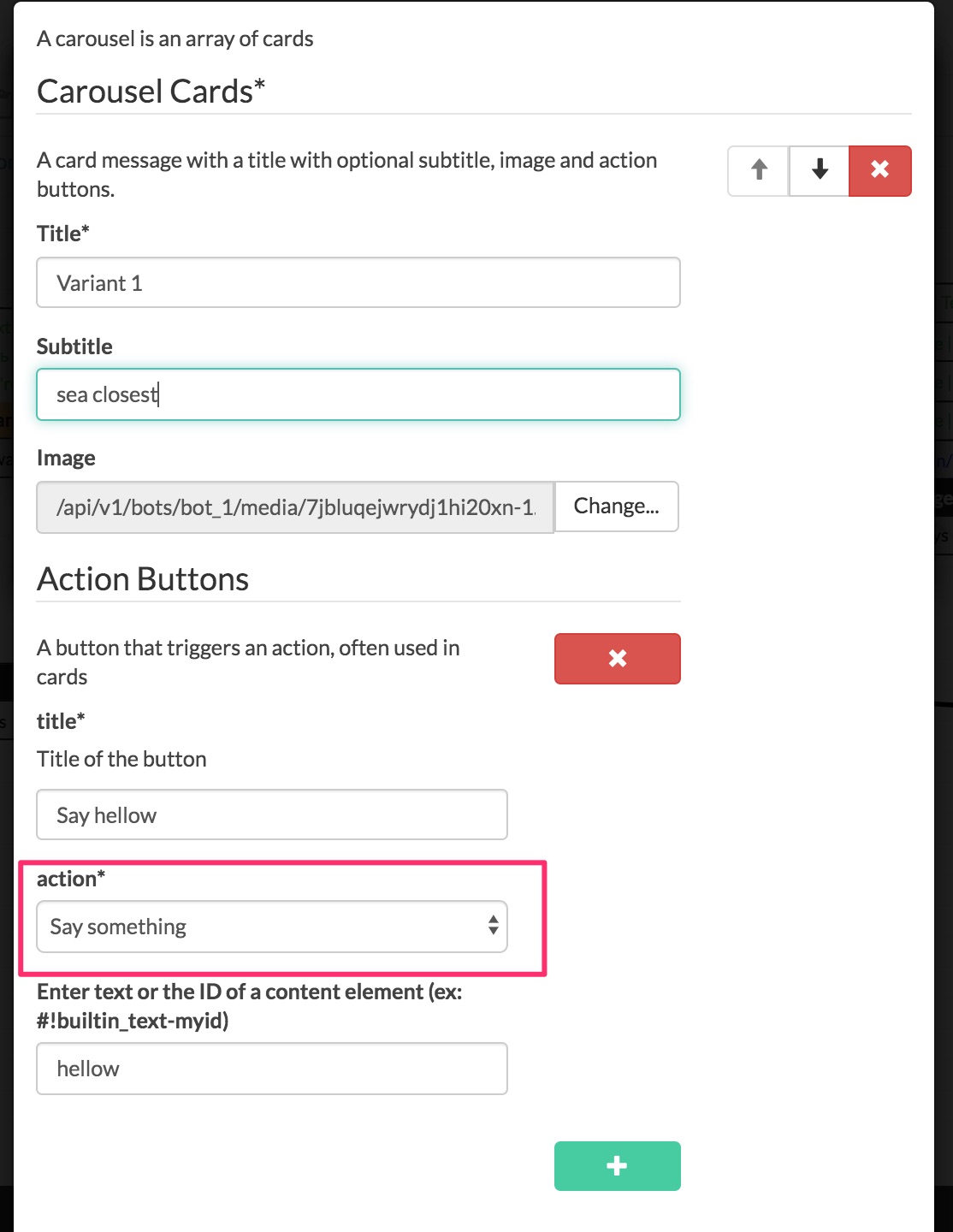 "Say something" carousel option doesn't work in FB Messenger · Issue #735 · botpress/v12 · GitHub