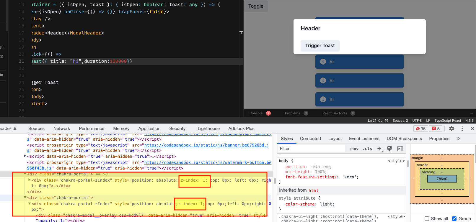 portalZIndex causes toasts to appear under modals · Issue #6276 ...