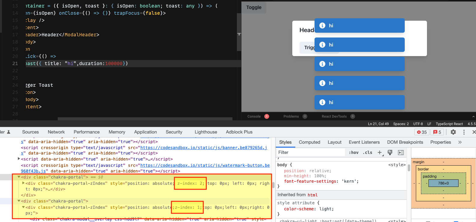 portalZIndex causes toasts to appear under modals · Issue #6276 ...