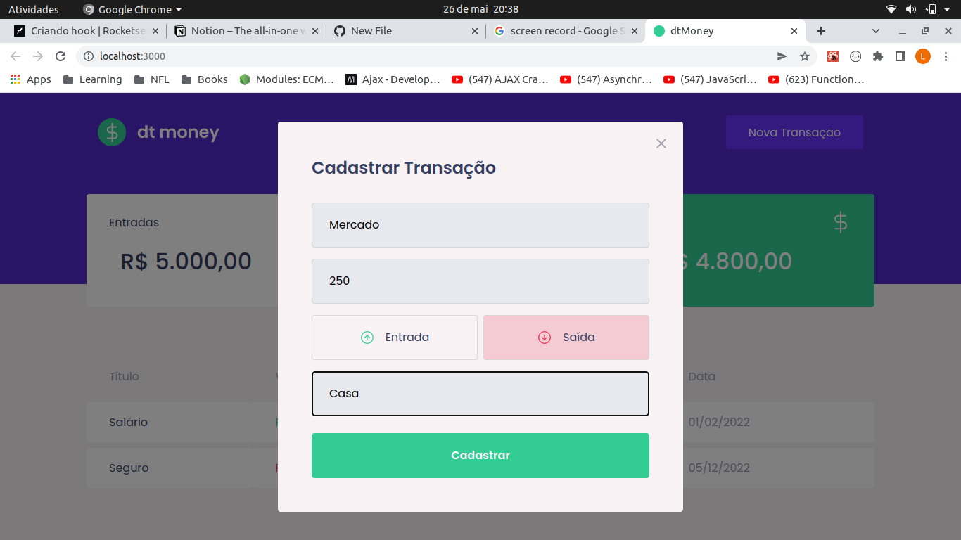 GitHub - lucaasscm/dtmoney: Web application developed on RocketSeat Ignite - ReactJs course