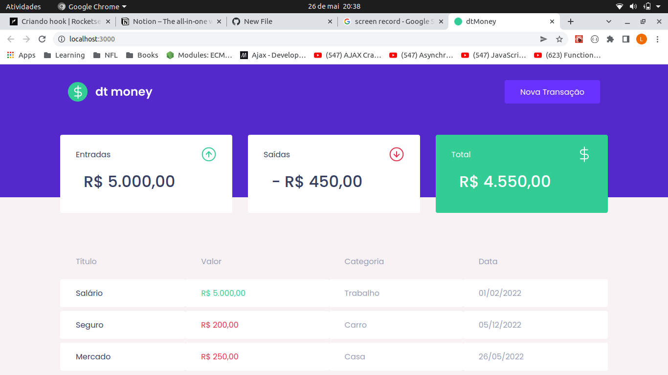 GitHub - lucaasscm/dtmoney: Web application developed on RocketSeat Ignite - ReactJs course