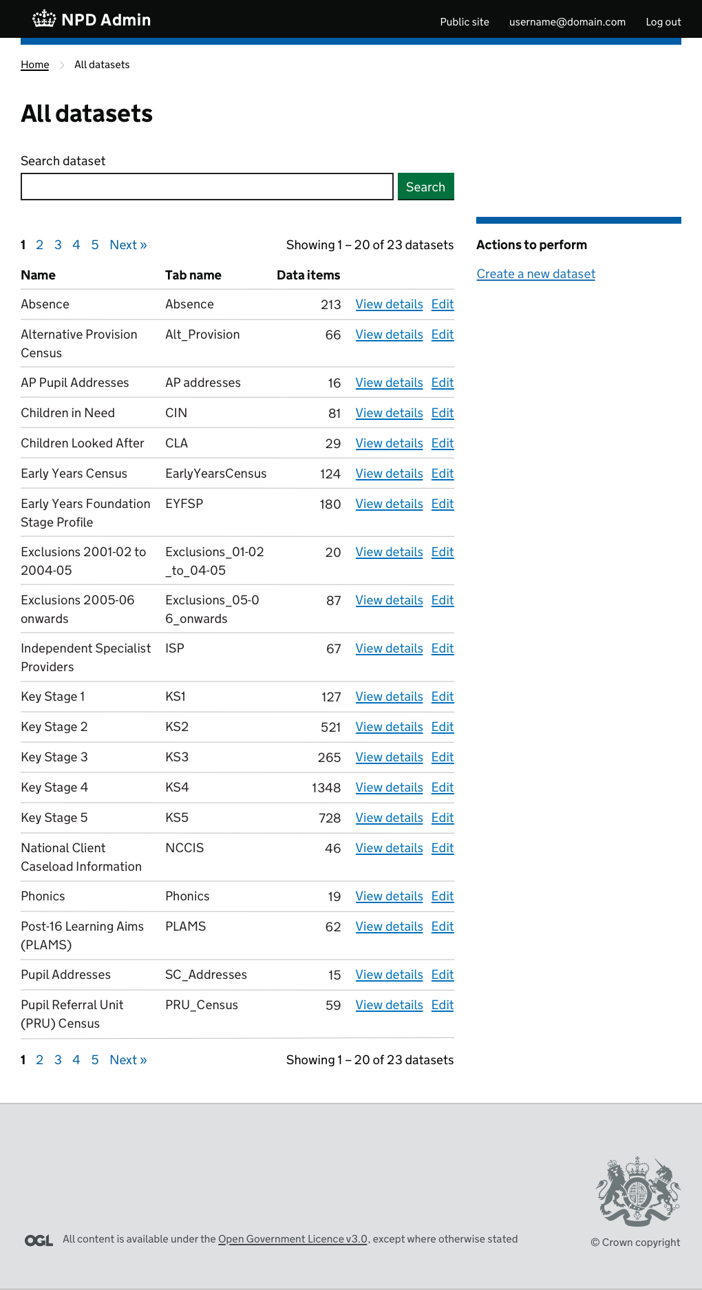 Admin Area: redesign 'All datasets' pages · Issue #702 · DFE-Digital/npd-find-and-explore · GitHub