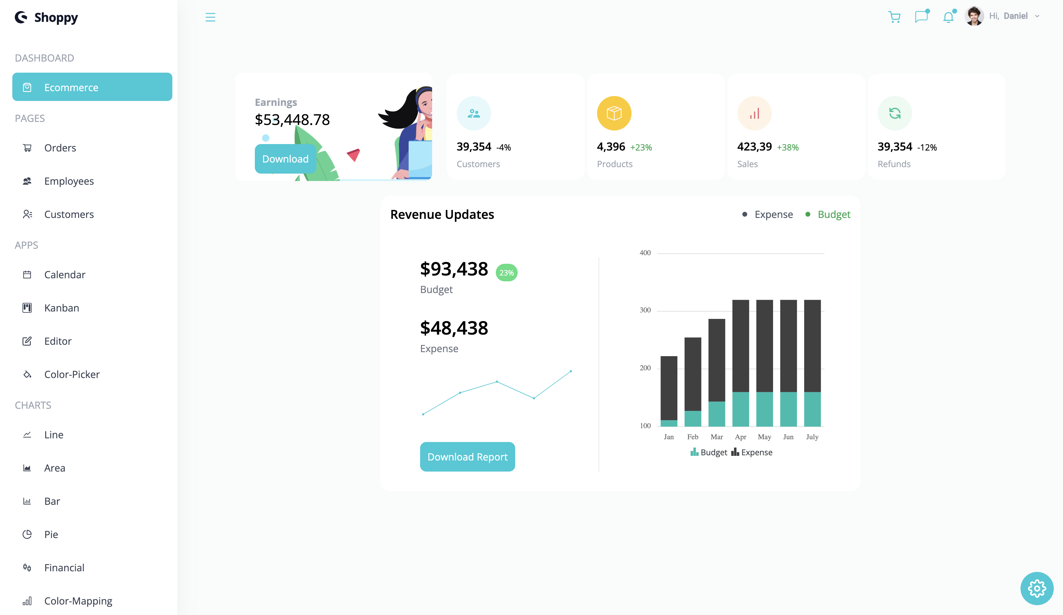 GitHub - dankorotenko/dashboard: Dashboard made on React with Tailwind and Syncfusion