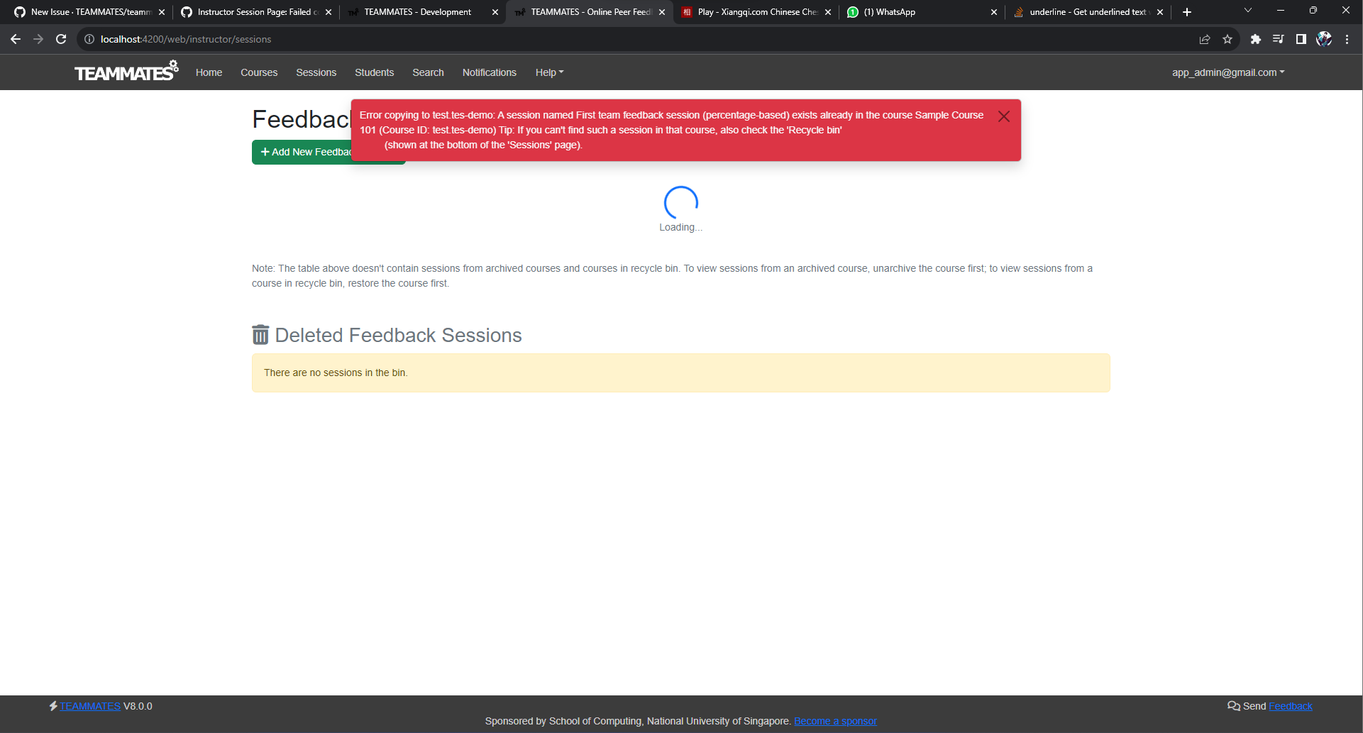 Session Copy Modal Instructors Able To Select The Course That They Are Copying From · Issue