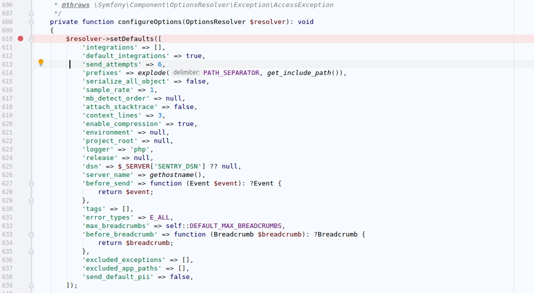 The Option Inappexclude Does Not Exist · Issue 237 · Getsentrysentry Laravel · Github 