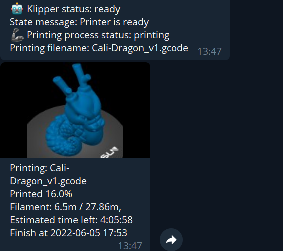 [Bug]: Additional status message info not showing · Issue #166 · nlef/moonraker-telegram-bot ...