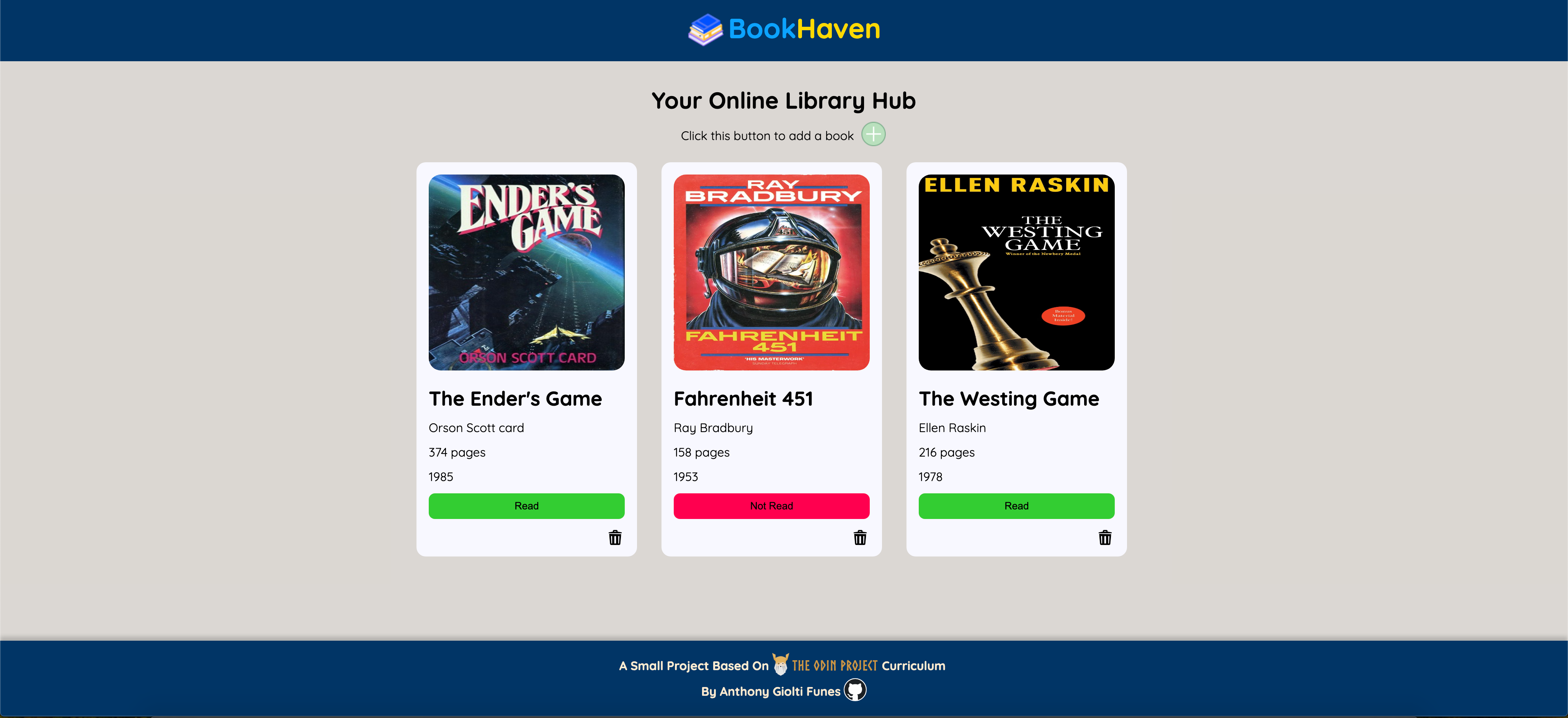 GitHub - Gioant/BookHaven: A simple library project made with javascript to practice OOP principles