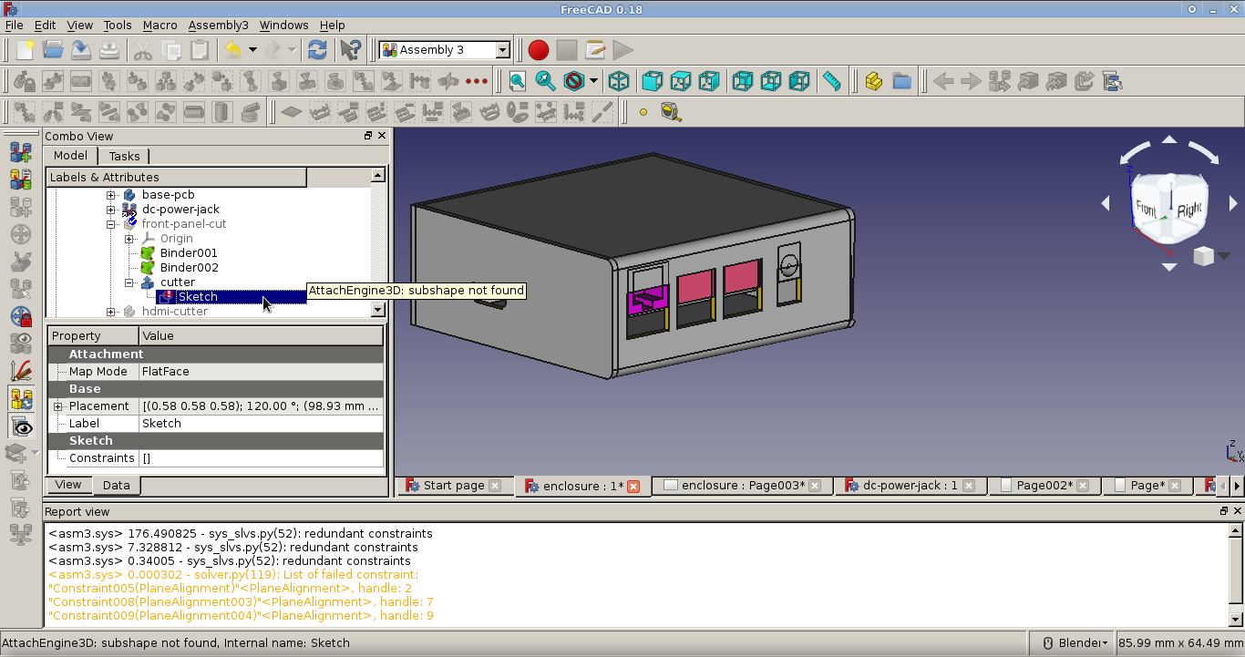 Properly reporting inconsistent constraints (Broken model) · Issue #82 · realthunder/FreeCAD ...