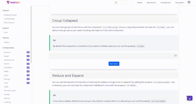 Sidebar collapsable menu disappears after click · Issue #154 · lusaxweb/vuesax · GitHub