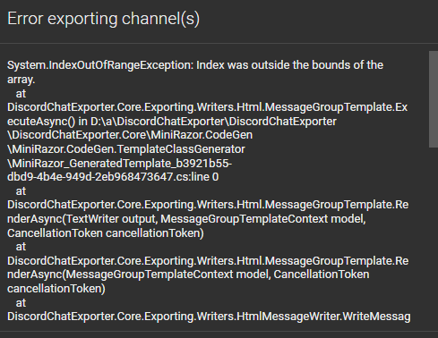 Channel export fails with System.IndexOutOfRangeException · Issue #935 · Tyrrrz ...
