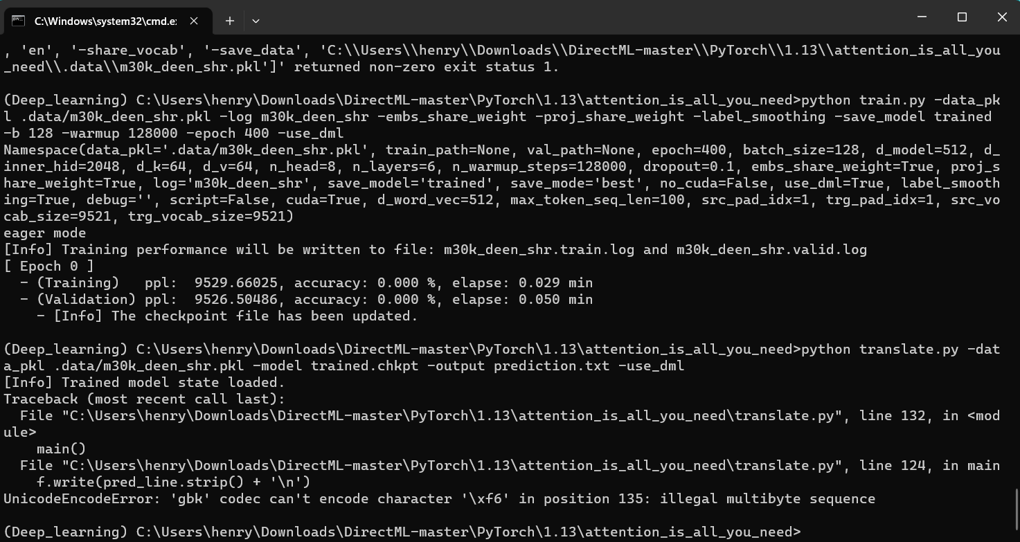 Attentionisallyouneed Cannot Run · Issue 432 · Microsoftdirectml · Github 