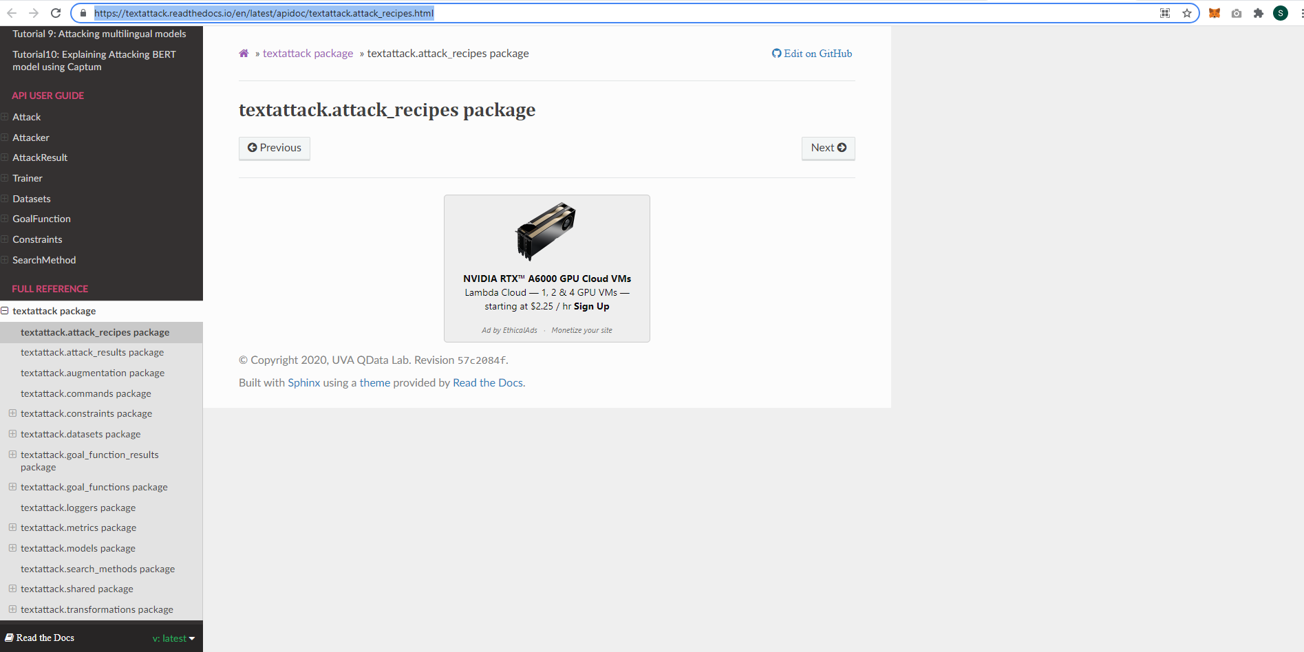 Apidocs Have Disappeared · Issue 568 · Qdata Textattack · Github