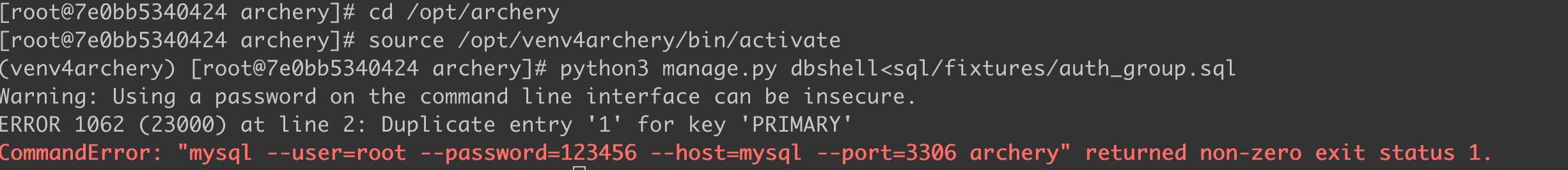docker部署python3 manage.py dbshell