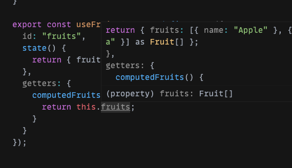 No typing/autocomplete for store's own properties · Issue #431 · vuejs/pinia · GitHub
