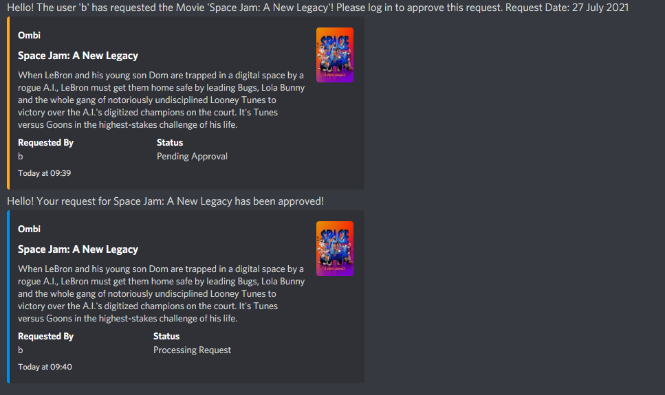 Discord notification is only working on TV shows and not movies · Issue #4268 · Ombi-app/Ombi ...