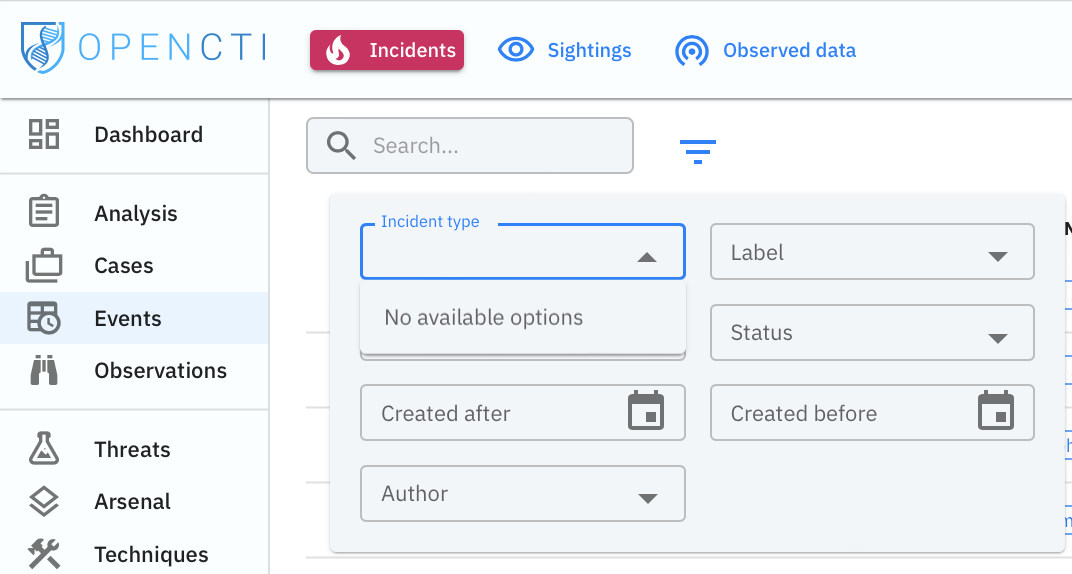 Cant Filter Incidents By Incident Type · Issue 2769 · Opencti Platform Opencti · Github