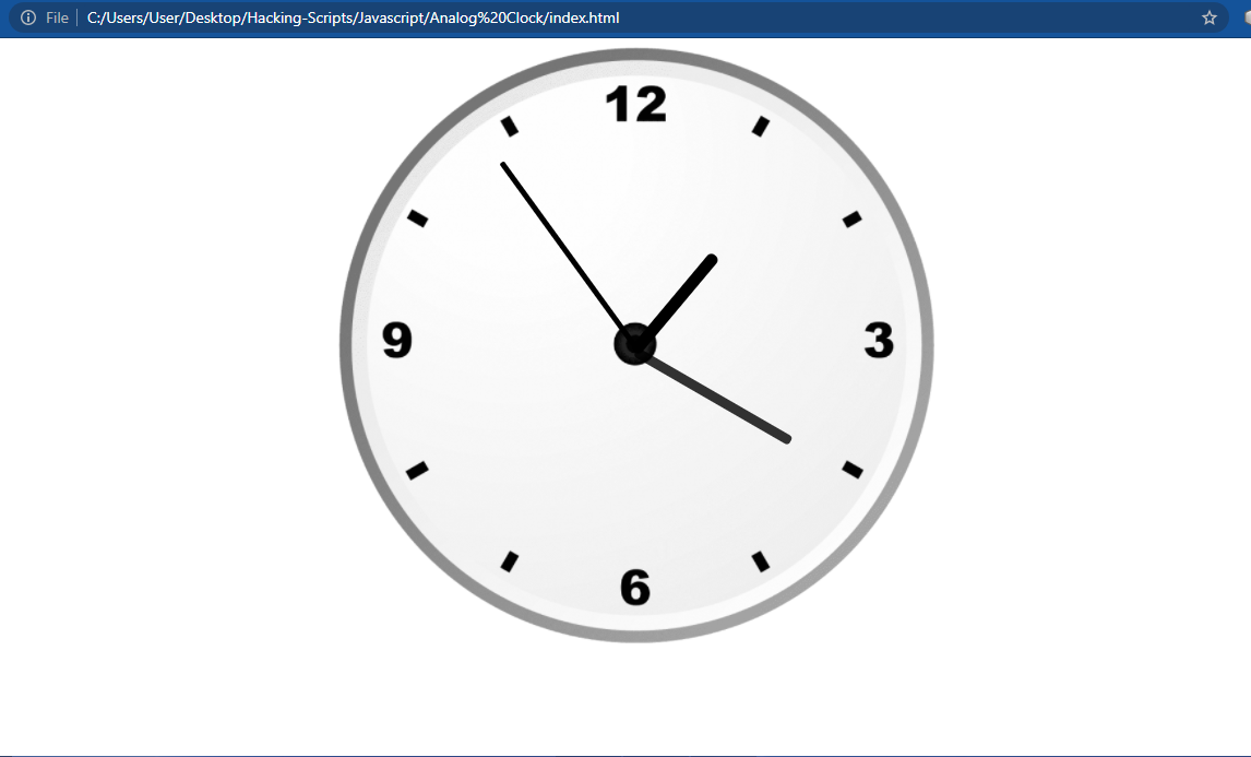Analog Clock Using Pure Htmlcss And Js By Mitali 1703 · Pull Request 369 · Tejas1510hacking