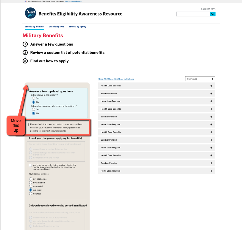 SPIKE: High-value eligibility questions · Issue #261 · GSA-TTS/usagov-benefits-eligibility · GitHub