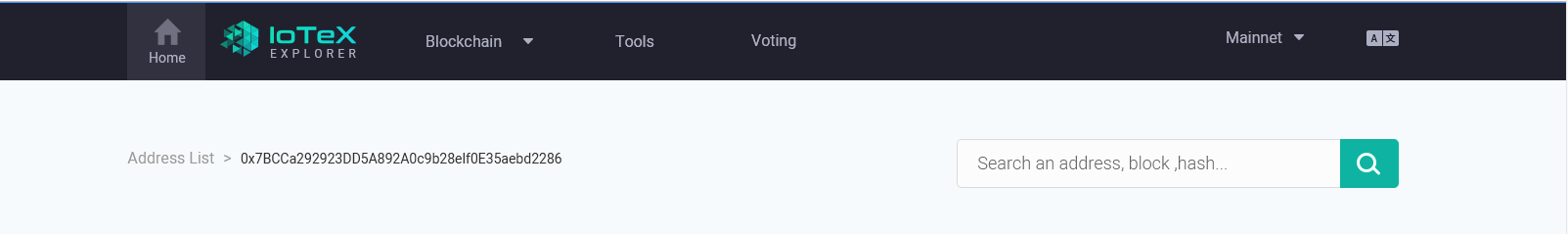 Add breadcrumb and search box to the address page · Issue #896 · iotexproject/iotex-desktop ...