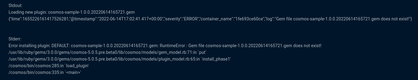 Generating and uploading plugins in order to use COSMOS with cFS ...