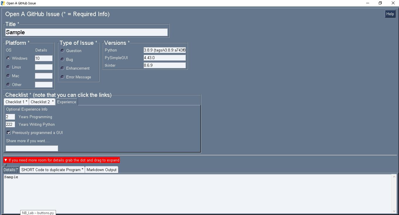 [ Bug] Post Button/option not visible while using sg.main_open_github_issue() · Issue #4334 ...