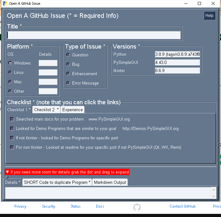 [ Bug] Post Button/option not visible while using sg.main_open_github_issue() · Issue #4334 ...