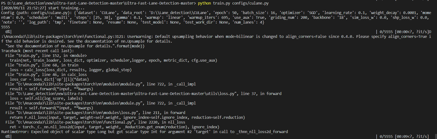 Error Occured On Windows When Launching Trainpy · Issue 90 · Cfzdultra Fast Lane Detection 1524