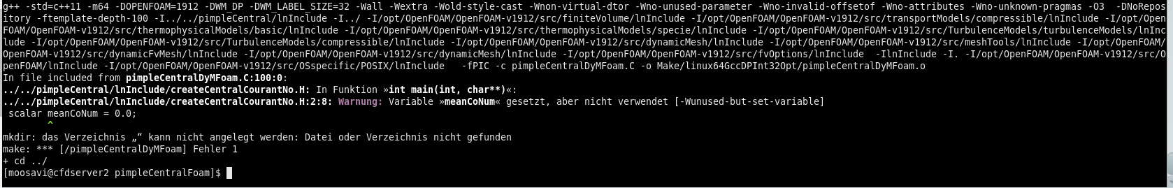 Compiling pimpleCentralFoam problem on openfoam v1912 · Issue #7 · unicfdlab ...
