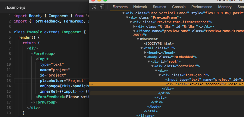 FormFeedback's style is now working when an input validation is false ...