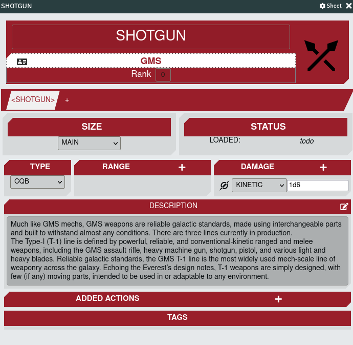 [BUG] Can't add mods to the GMS Shotgun · Issue #247 · Eranziel/foundryvtt-lancer · GitHub