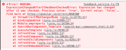 Angular's `ExpressionChangedAfterItHasBeenCheckedError` exception in Reports and Contacts tabs ...