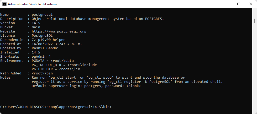 Posgresql not working psql to log in · Issue #3832 · ScoopInstaller/Main · GitHub