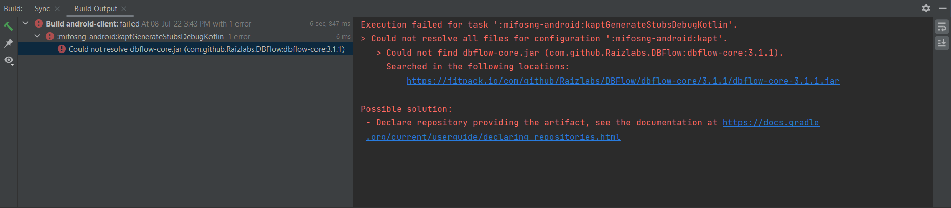 Build Fails Due To A Dependency On Dbflow · Issue 1878 · Openmf Android Client · Github