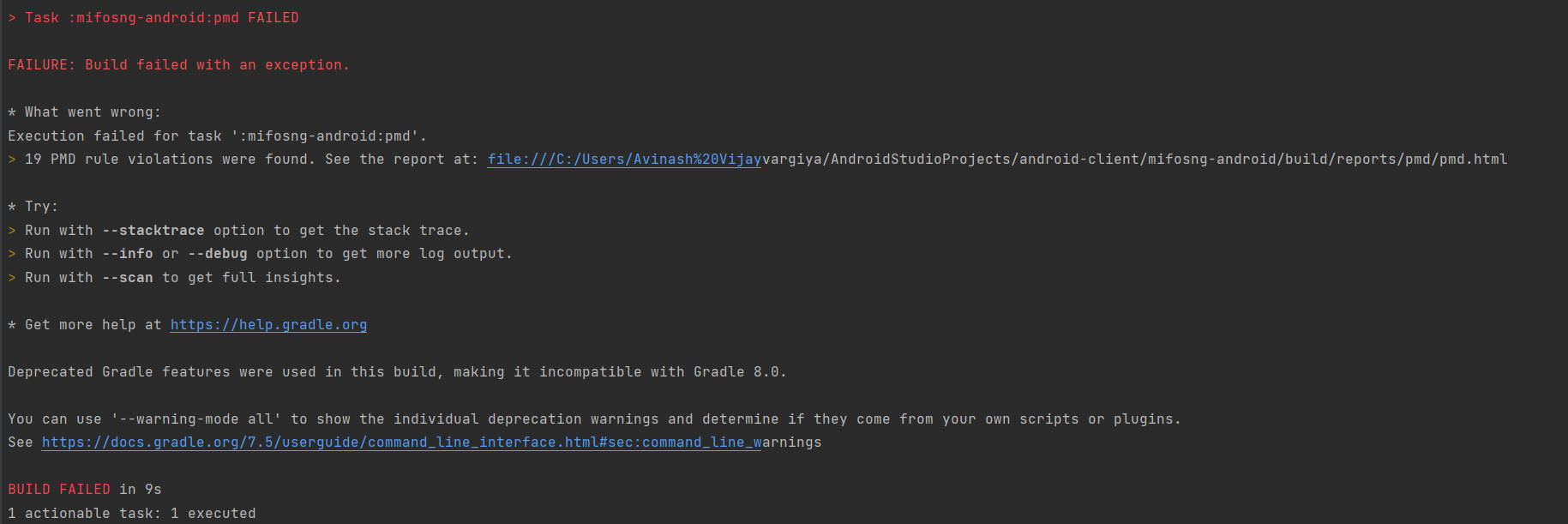 Pmd Fails When ` Gradlew Pmd` And ` Gradlew Build` Is Executed · Issue 1883 · Openmf Android