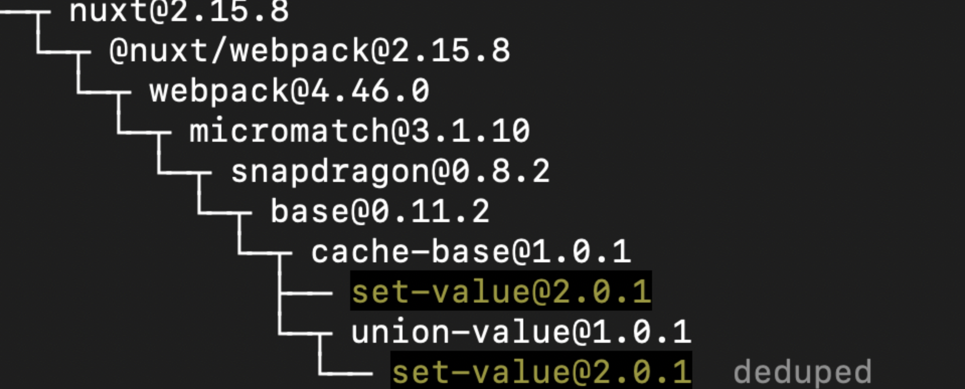 Outdated package "set-value" in Nuxt dependencies · Issue #9798 · nuxt/nuxt · GitHub