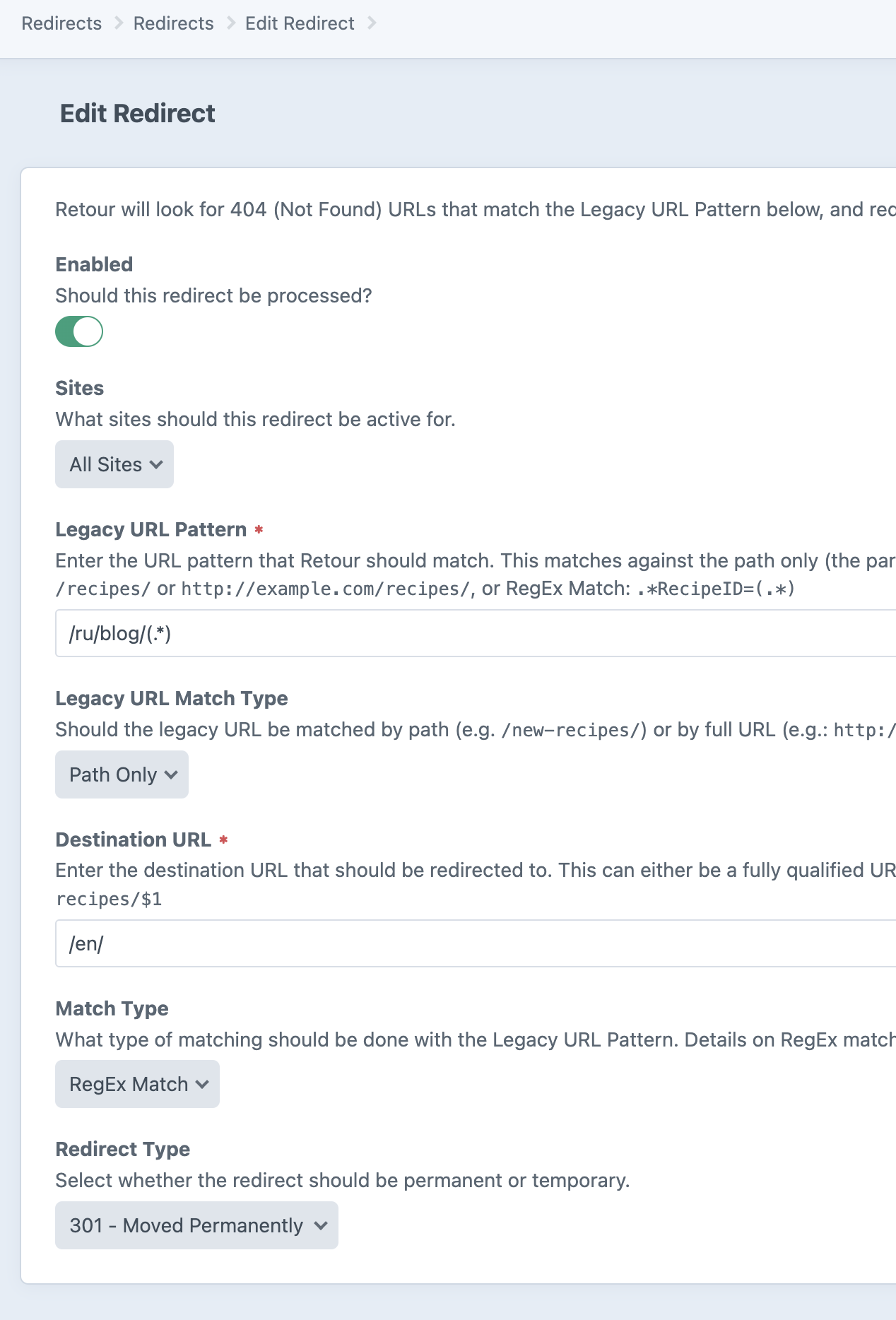 Regex redirects not working · Issue #246 · nystudio107/craft-retour · GitHub