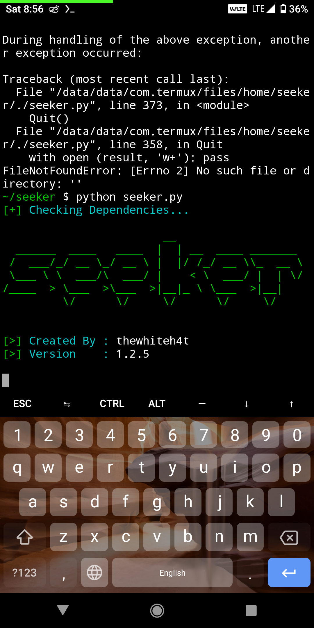 Sir when i run seeker it runs correctly with no errors but after that ...