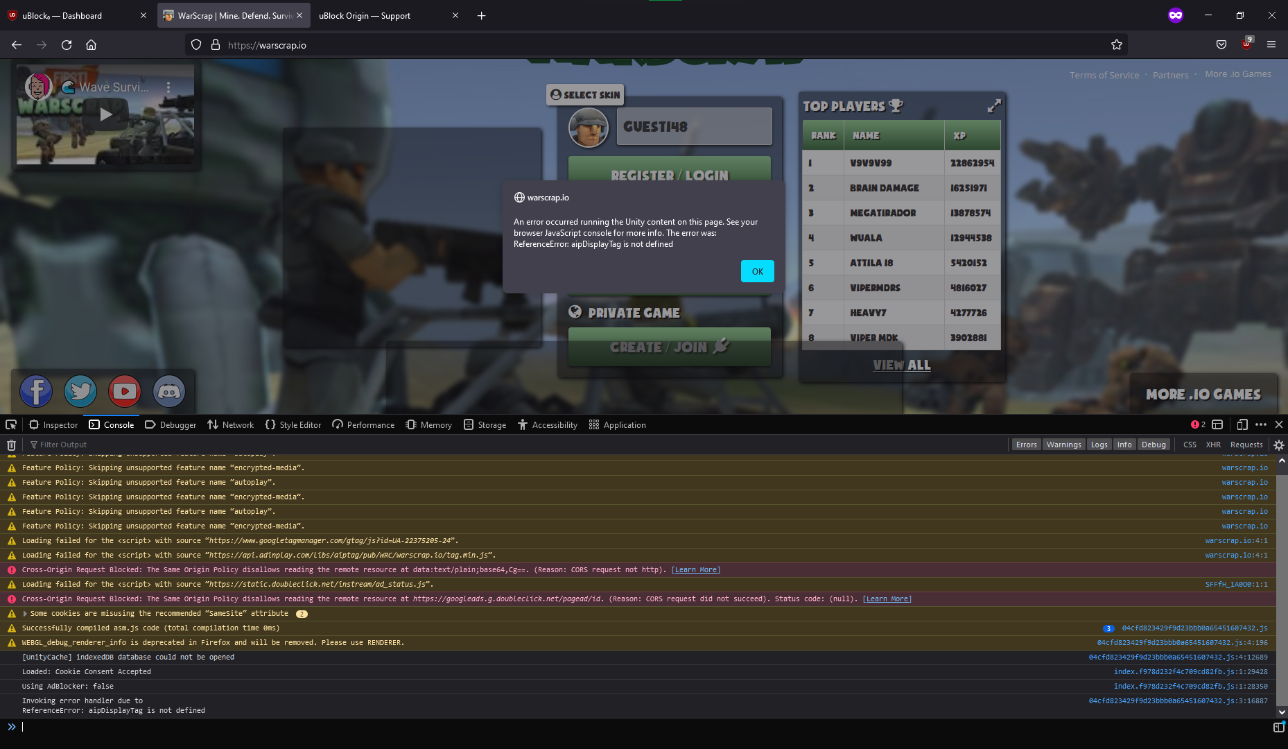 warscrap.io: breakage · Issue #10927 · uBlockOrigin/uAssets · GitHub