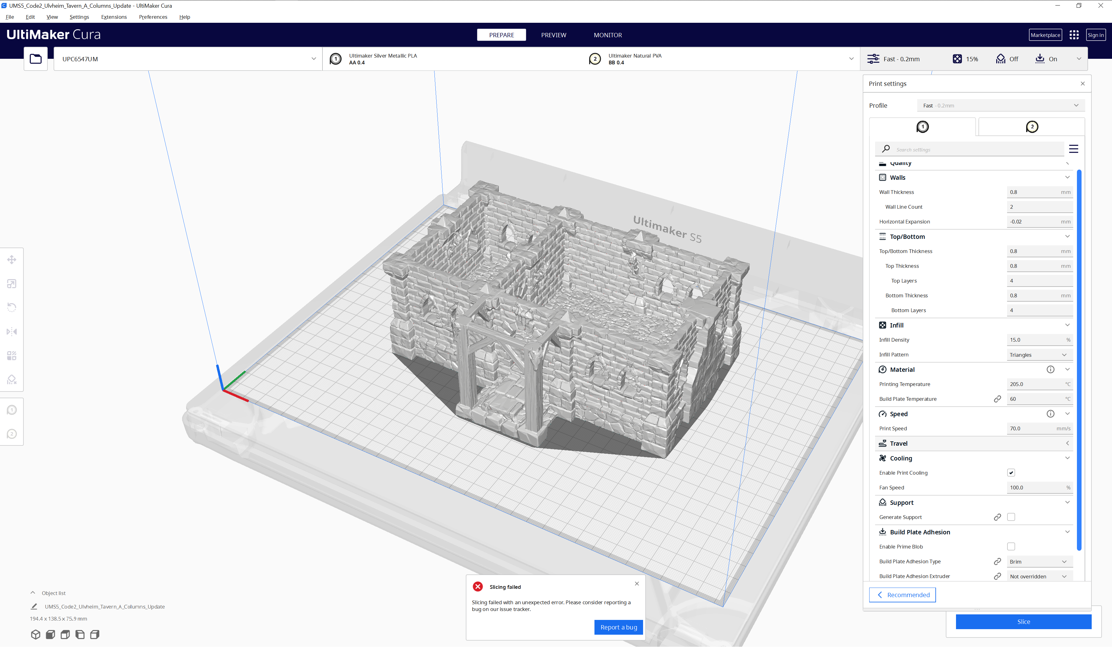 Slice fails and requests to report a bug · Issue #15548 · Ultimaker/Cura · GitHub