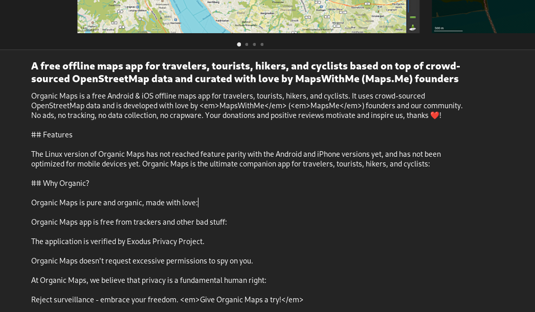 ##Header tag not rendered in flatpak description · Issue #4588 · organicmaps/organicmaps · GitHub