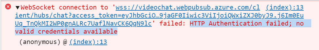 JS chat example fail on client connection: HTTP Authentication failed · Issue #188 · Azure/azure ...